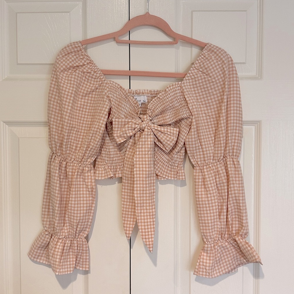 Light Pink Gingham Crop Top Gem